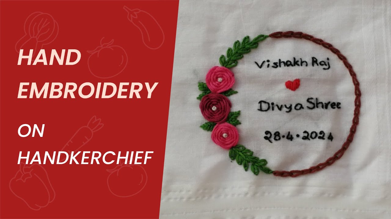 Hand embroidery on Handkerchief || Anniversary gift - YouTube
