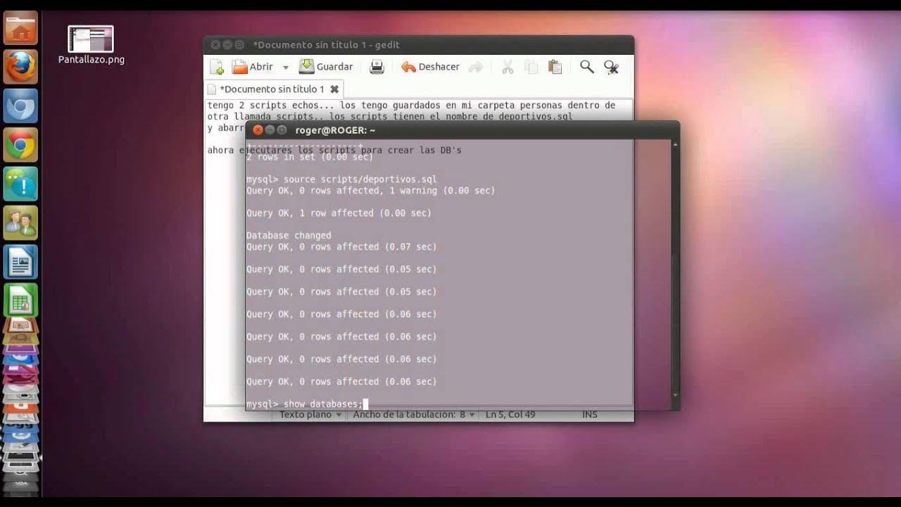 ejecutar un script.sql desde MySql en Ubuntu - YouTube