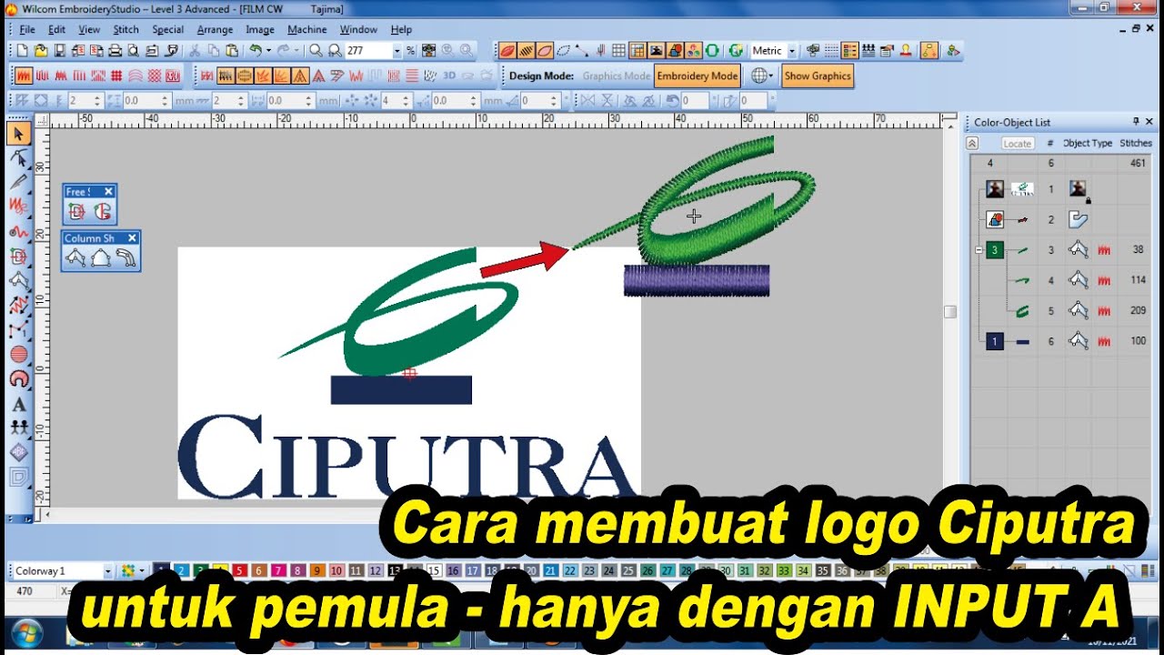 Belajar Wilcom-Tutorial Wilcom-Kursus Wilcom Logo Ciputra dengan Input A. I untuk Pemula - Mahir ...