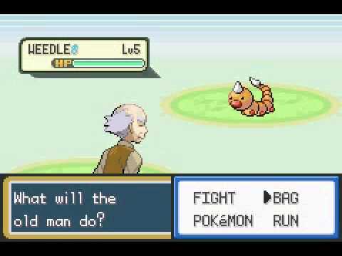 Pokemon Fire Red- Old Man shows how to catch a Pokemon - YouTube