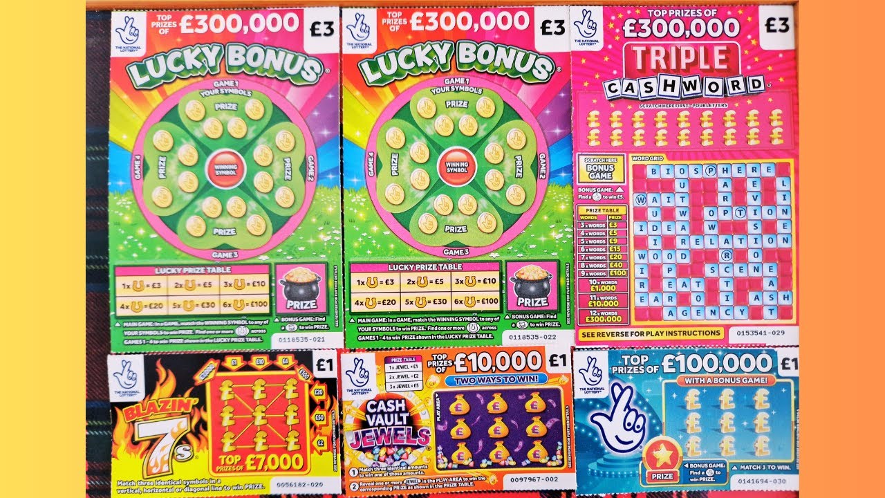 LOTTO SCRATCH CARDS MIX £12 PLAY CASHWORD AND LUCKY BONUS# ...
