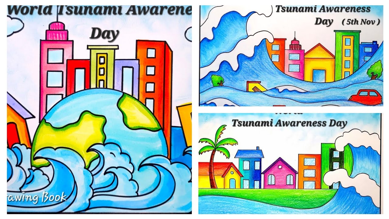 World Tsunami Awareness Day Drawing ideas | Tsunami Awareness Day Poster |Natural Disaster ...