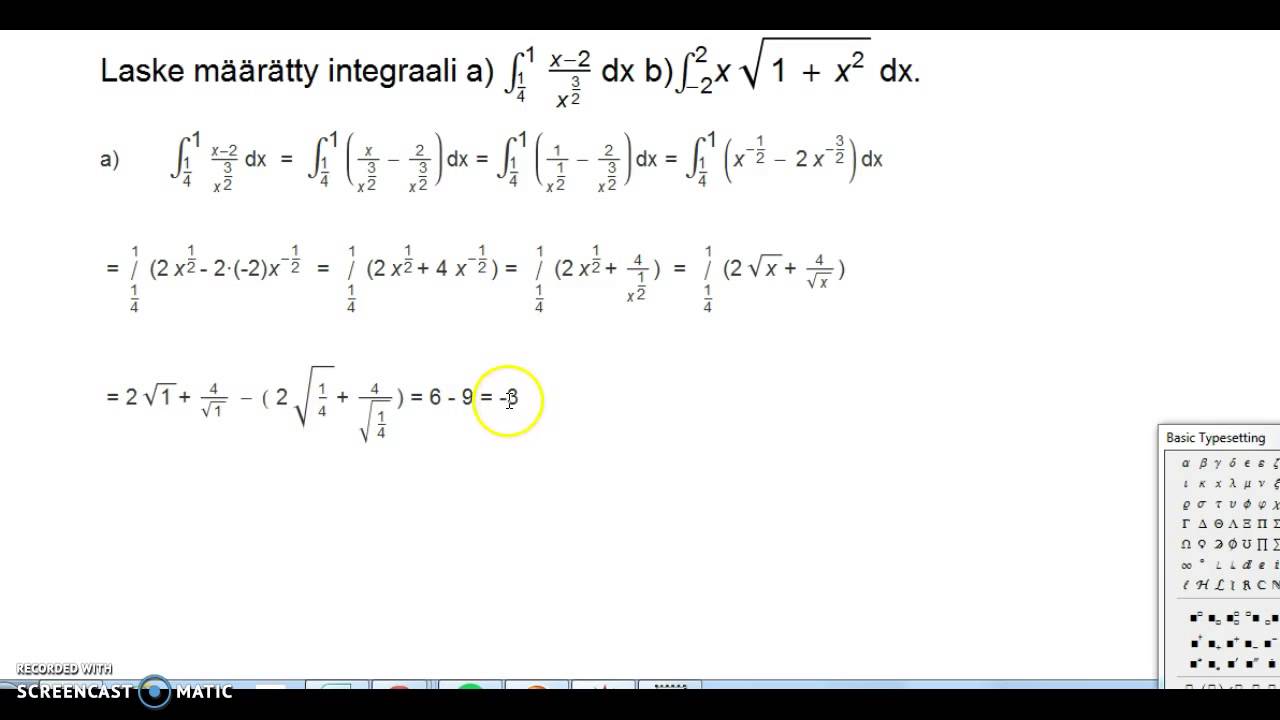 diffis tuki määrätty integraali 2 - YouTube