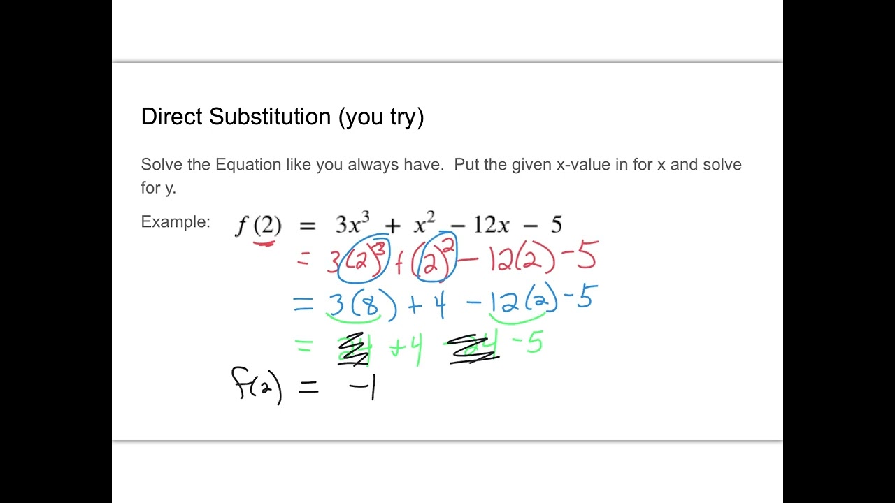 Solving Equations using Direct and Synthetic Substitution - YouTube