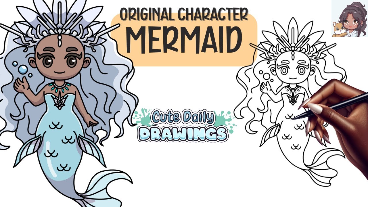 How to Draw a Cute Chibi Mermaid ⏐ Cute Easy Drawing Tutorial ⏐ Lofi ...