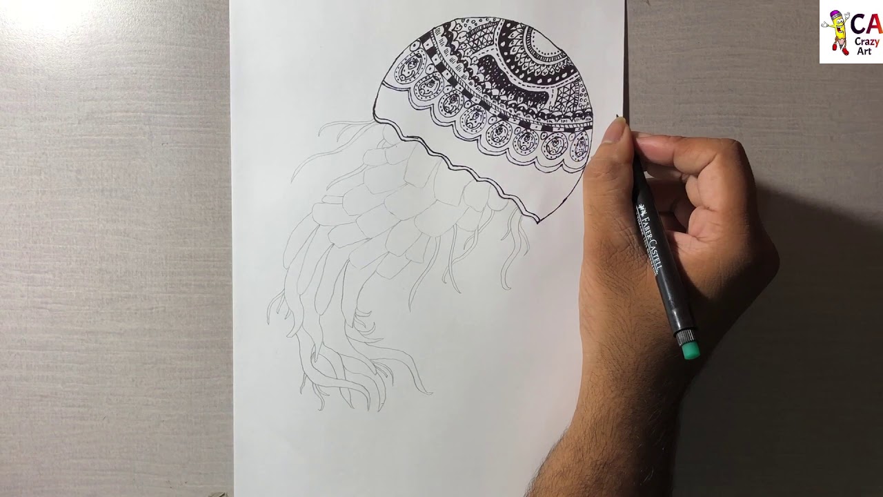 Jellyfish Art / Easy Mandala Design For Beginners - YouTube