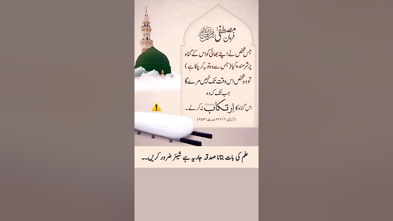 Jis Nay Apnay Bhai Ko Gunah Par Sharminda Kia Us Shaks Kay Liey Waeed Hai #islam #shorts - YouTube