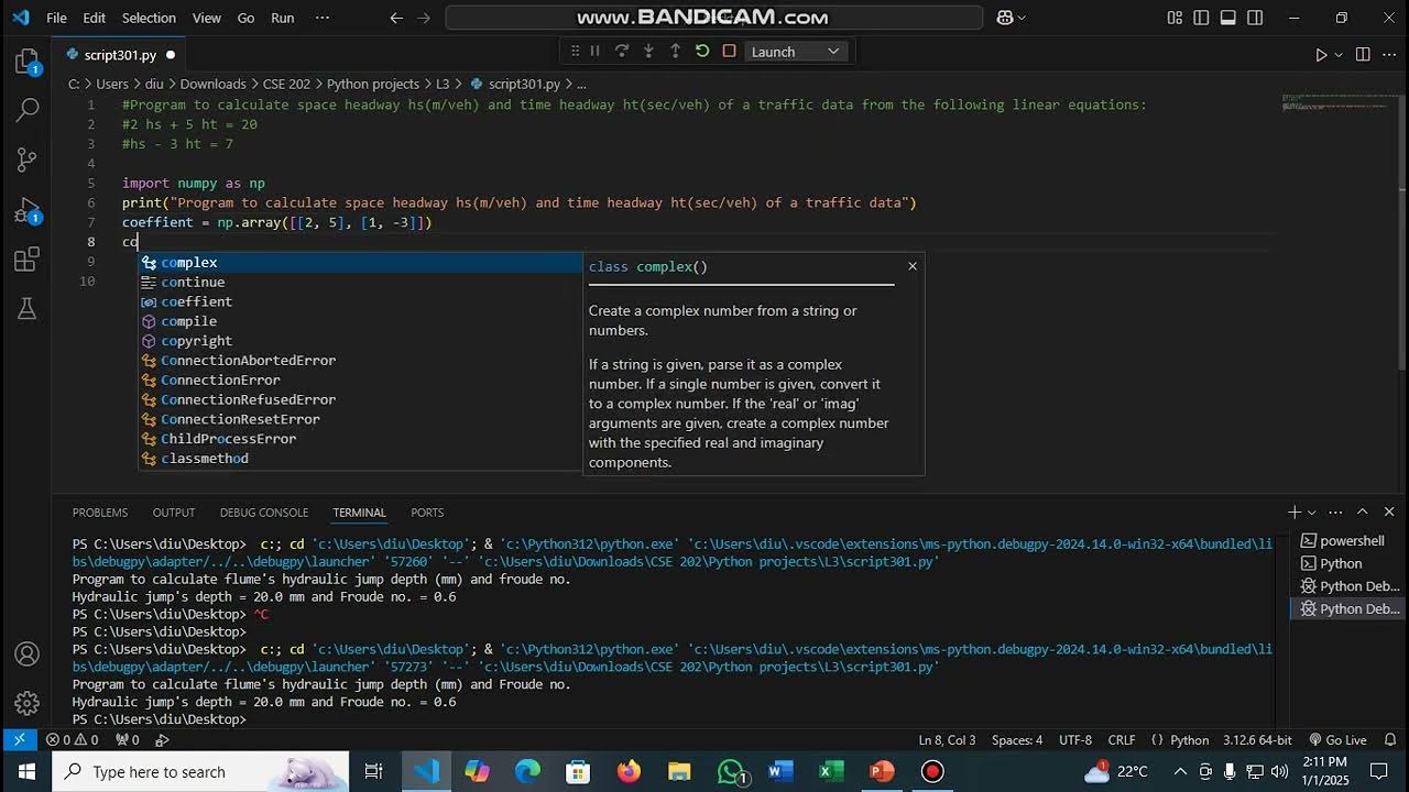 3 1 Program to calculate time headway and space headway from system of linear equations using ...