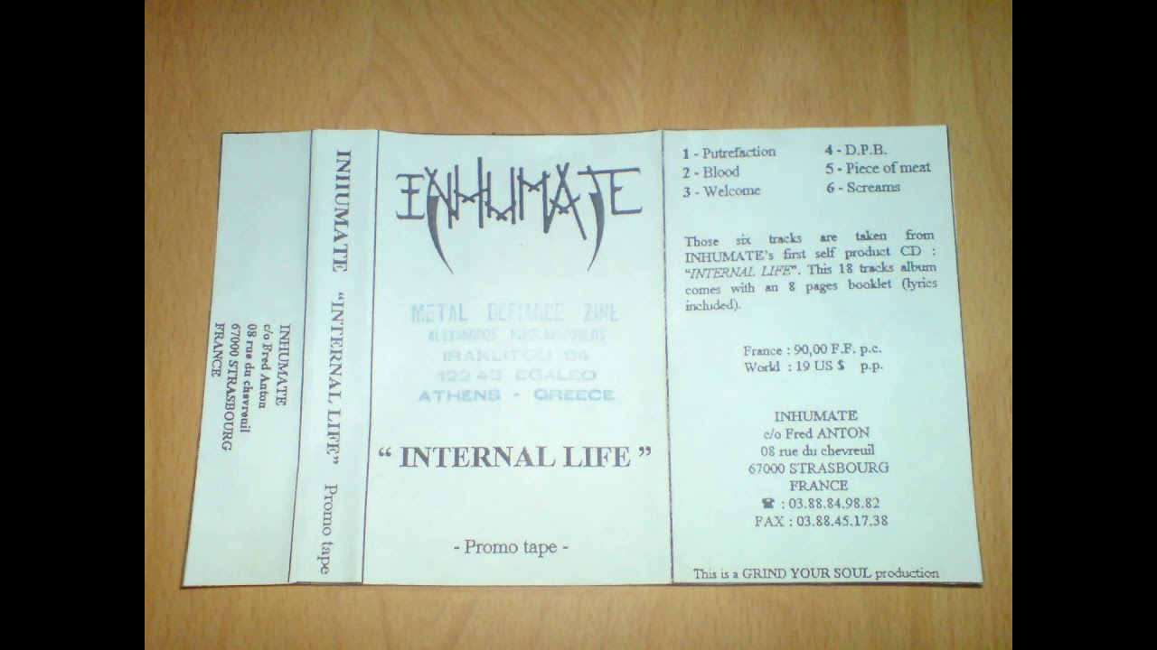 INHUMATE - Internal Life Promo [1996] - YouTube