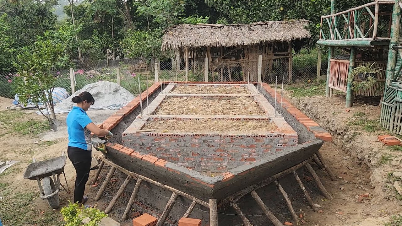Full video - Building a raft foundation for a houseboat using brick and ...