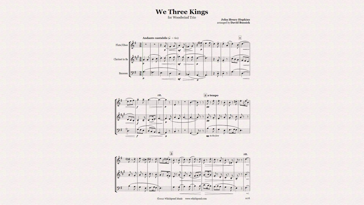 We 3 Kings for Woodwind Trio Christmas Sheet Music - YouTube