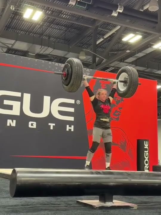 Axle clean&press 185lbs/84kg max reps en 1min 7reps validées, échec à ...