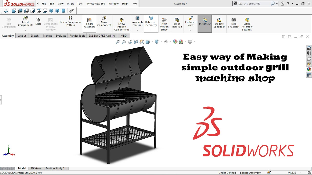 How to make outdoor grill machine shop in Solidworks - YouTube