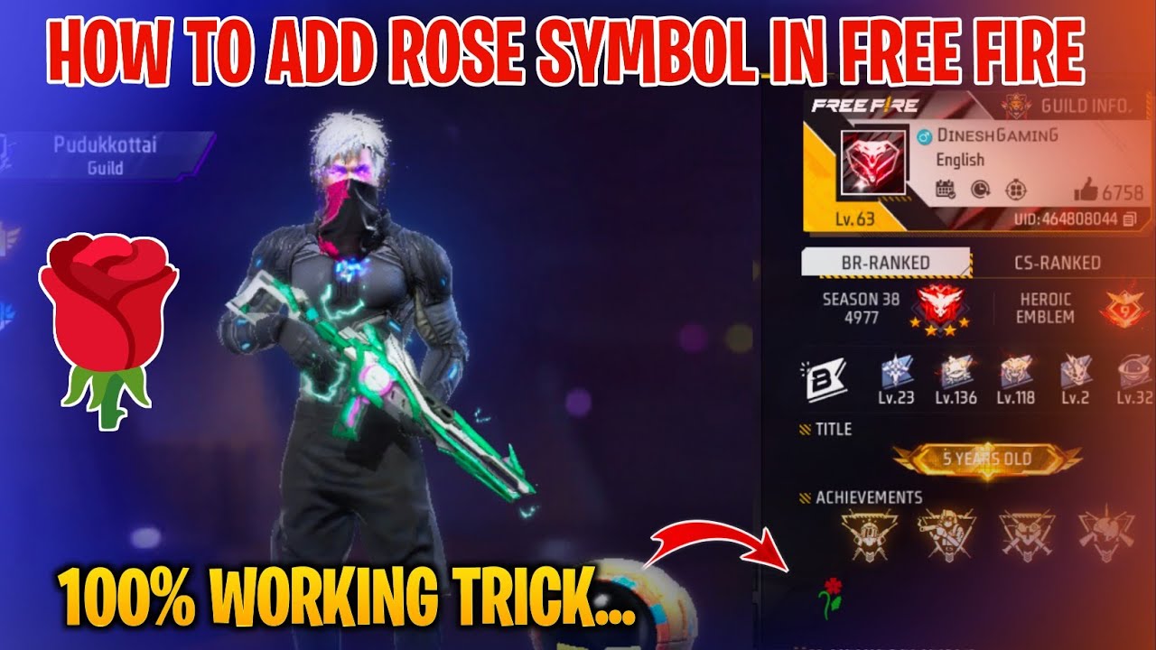 How To Write Rose Symbol On Free Fire Tamil | Free Fire | Add Rose ...
