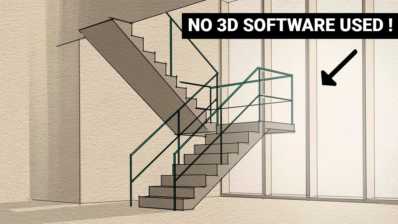 How to MANUALLY Draw Stair in Two Point Perspective - YouTube