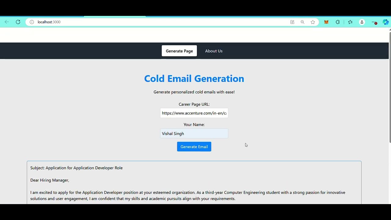 Cold Email Generator Project Demo: Personalized Email Creation with React and Python - YouTube