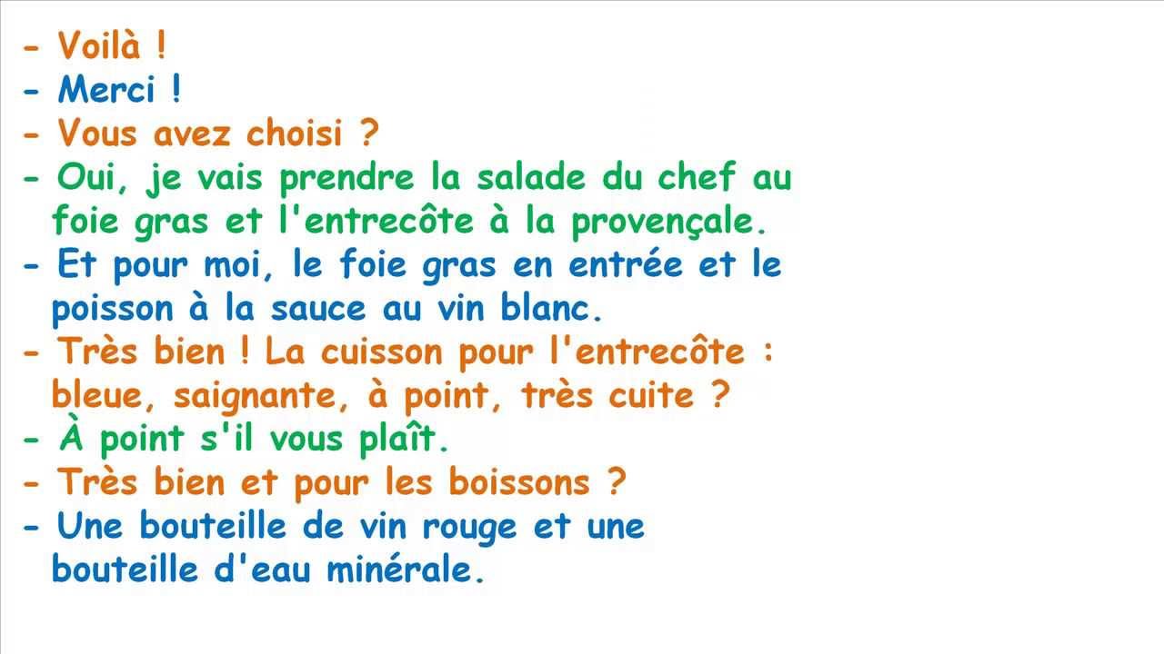 Pedir en un restaurante en Frances - YouTube
