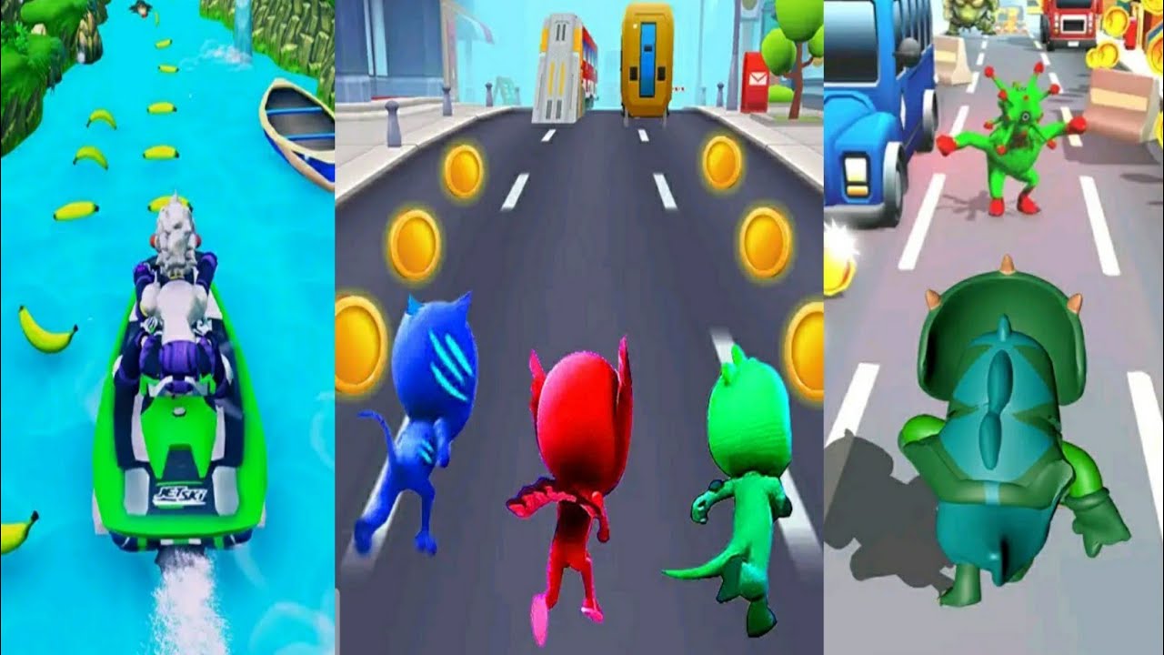 Hero Masks Subway Pj Run Hero VS Monkey Boat game Endless Run VS Subway ...