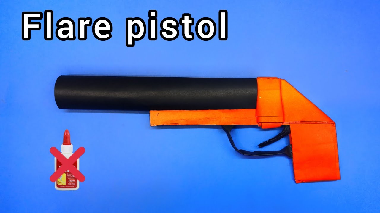 Origami gun without glue | How to make paper flare pistol m1894 | paper craft - YouTube