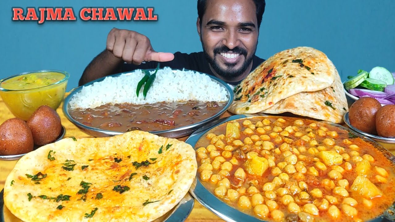 EATING RAJMA CHAWAL, CHOLE KULCHE AND GULAB JAMUN, DAL & SALAD | FOOD ...