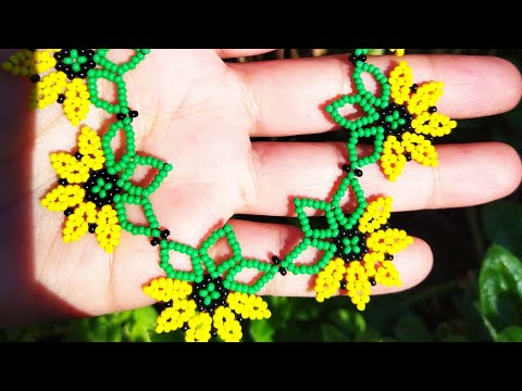Beads jewelry making necklace/kum boncuk sıralı çiçekli kolye yapımı #handmade #beads #diy #easy 