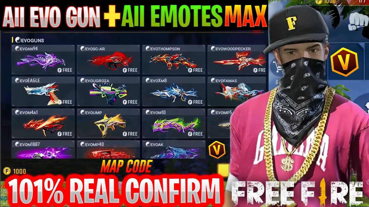 ALL EVO GUN MAX+All LEGENDARY BUNDLE & EMOTE CRAFTLAND MAP CODE INDIA ...