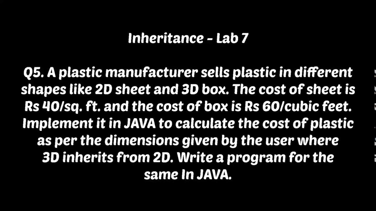 JAVA | Programming | Inheritance | WT Lab | Lab - 7 | Q5 - YouTube