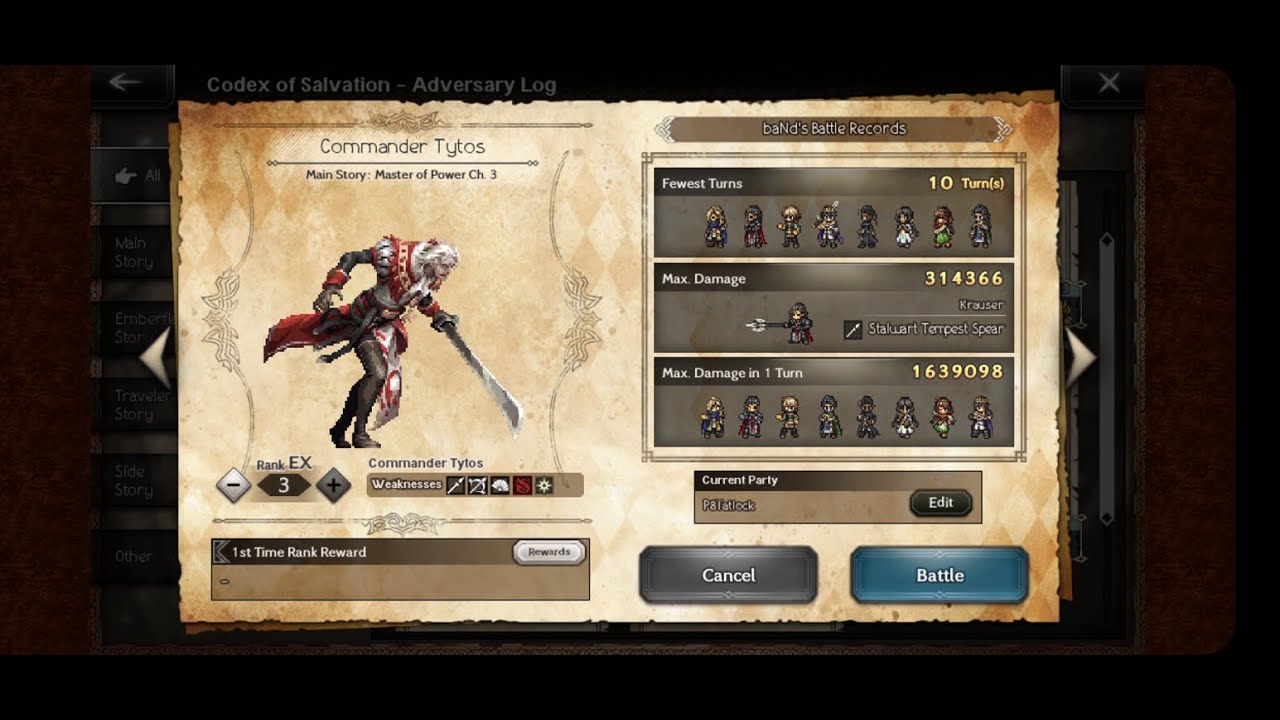 Octopath COTC Commander Tytos EX3 in 10 turns - YouTube