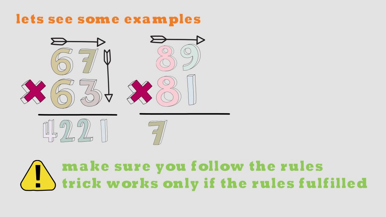 maths trick for fast calculation of two digit numbers (exercise 1 ...