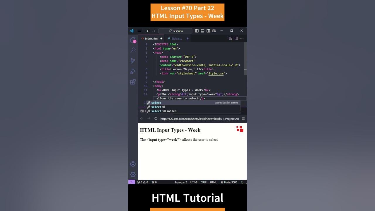 Html Tutorial Lesson 70 Html Input Types Week Part 22 Html Htmlcss Htmltutorial Css Js