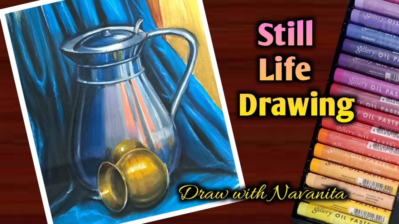 Drawing Still life / Oil pastel drawing/Online class demo - YouTube