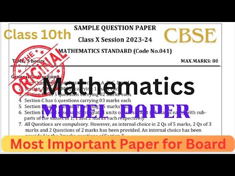 Math Sample paper/Model paper/Practice question paper 2024 Cbse 10th ...