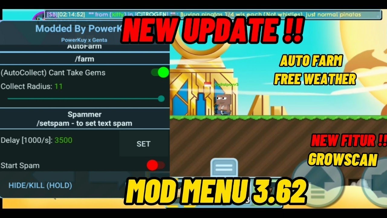[NEW UPDATE] MOD MENU GROWTOPIA 3.62 ANDROID OR PC AUTO FARM,NEW FITUR ...