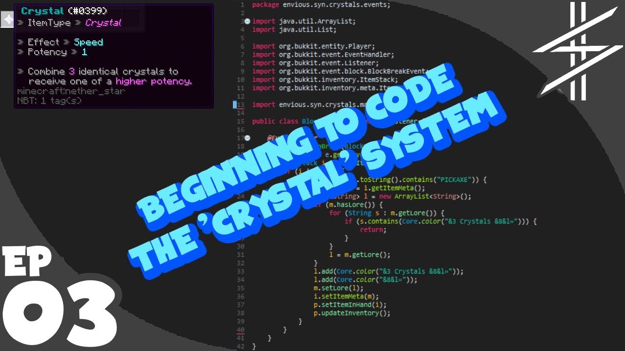 ΣNVIOUS (Server Development) #3 | Coding 'Crystals' system (Part 1 ...