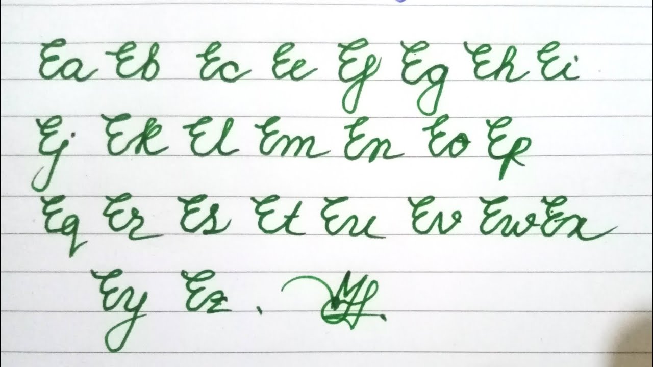 a to z Calligraphy Alphabet writing. cute writing practice. - YouTube