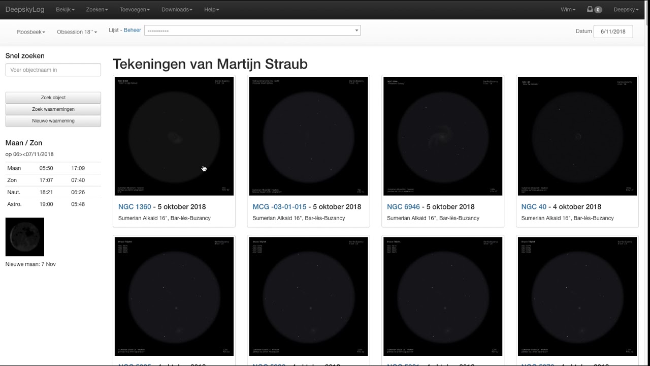 New drawings page in DeepskyLog 2018.11. - YouTube