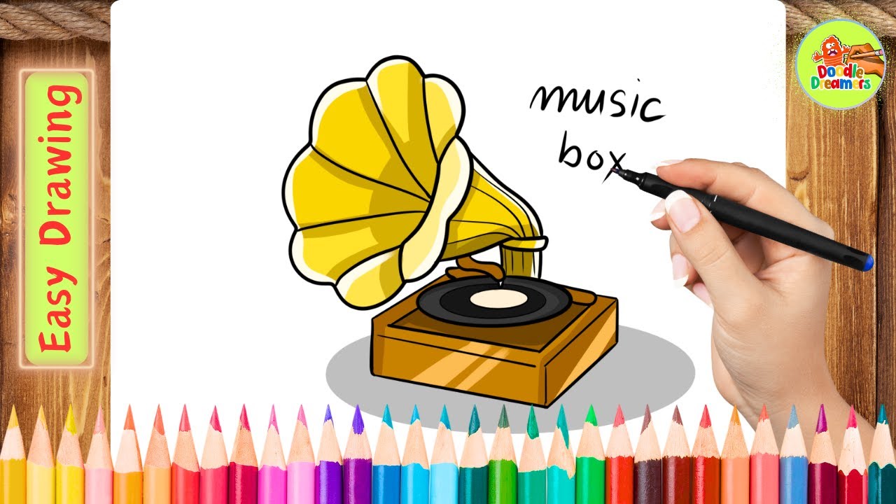 How to Draw a Music Box | Fun & Easy Step-by-Step Tutorial for Kids ...