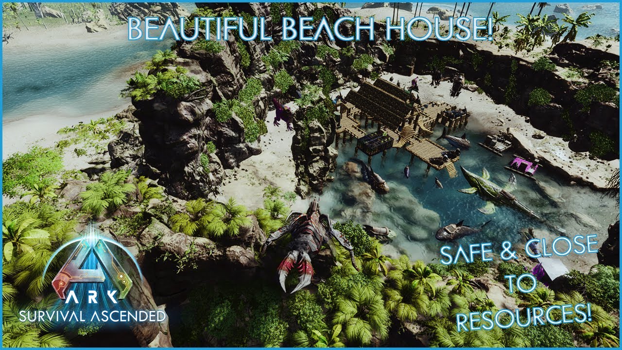 ARK Survival Ascended - Beautiful Beach House ! - Full Tour ! - YouTube