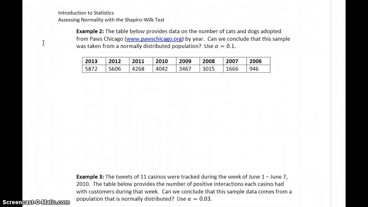 Statistics Assessing Normality With Shapiro Wilk Part 3 Examples 1