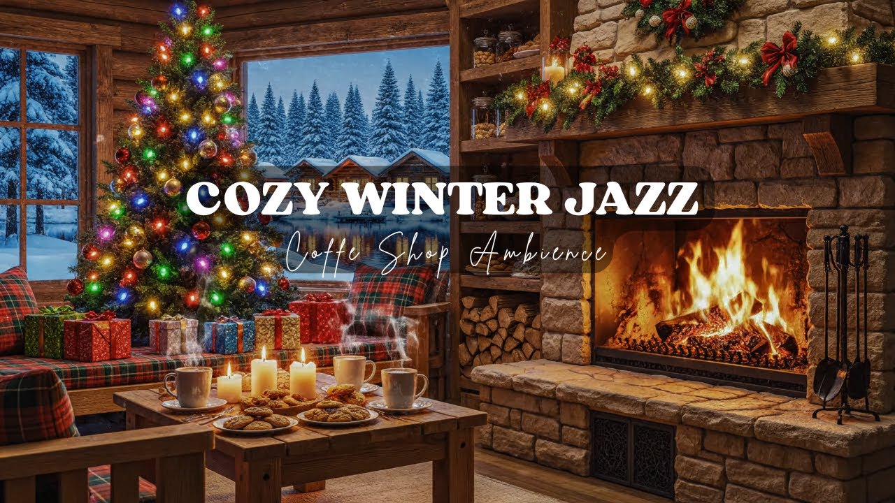 Relaxing Winter Jazz Music at Cozy Coffee Shop Ambience ⛄ Calm Winter ...