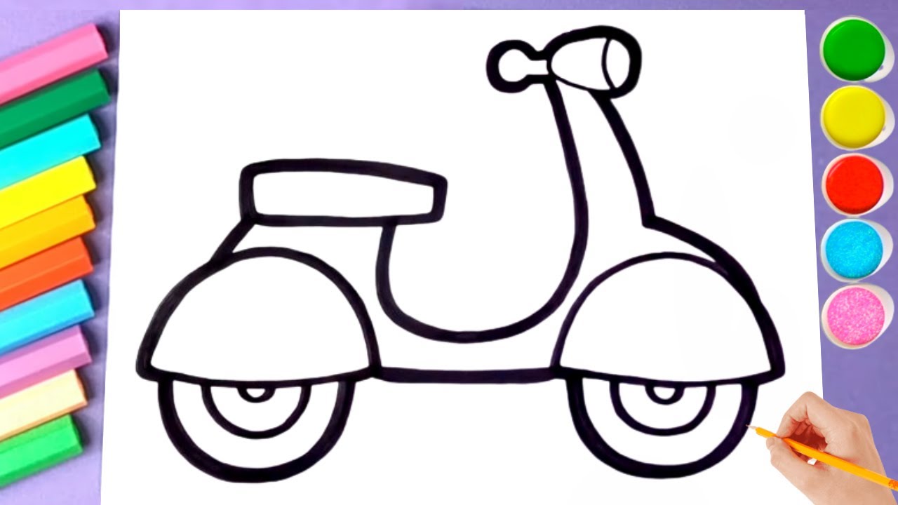 Cómo DIBUJAR una MOTO Fácil Paso a Paso🎨 Diversión Para Pintar y ...