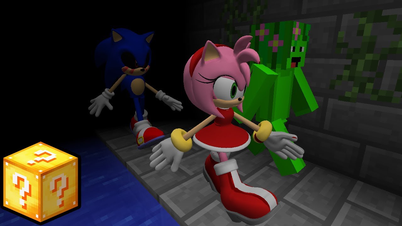 EU e a AMY ROSE fugimos do SONIC EXE usando 64 LUCKY BLOCKS do AZAR! 😱💔 ...