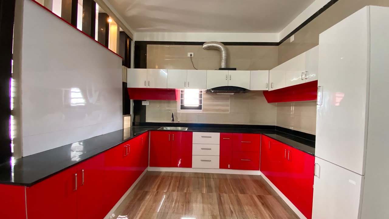 Red Theme Modular Kitchen / Latest Design in 2022 / Most Storage ...
