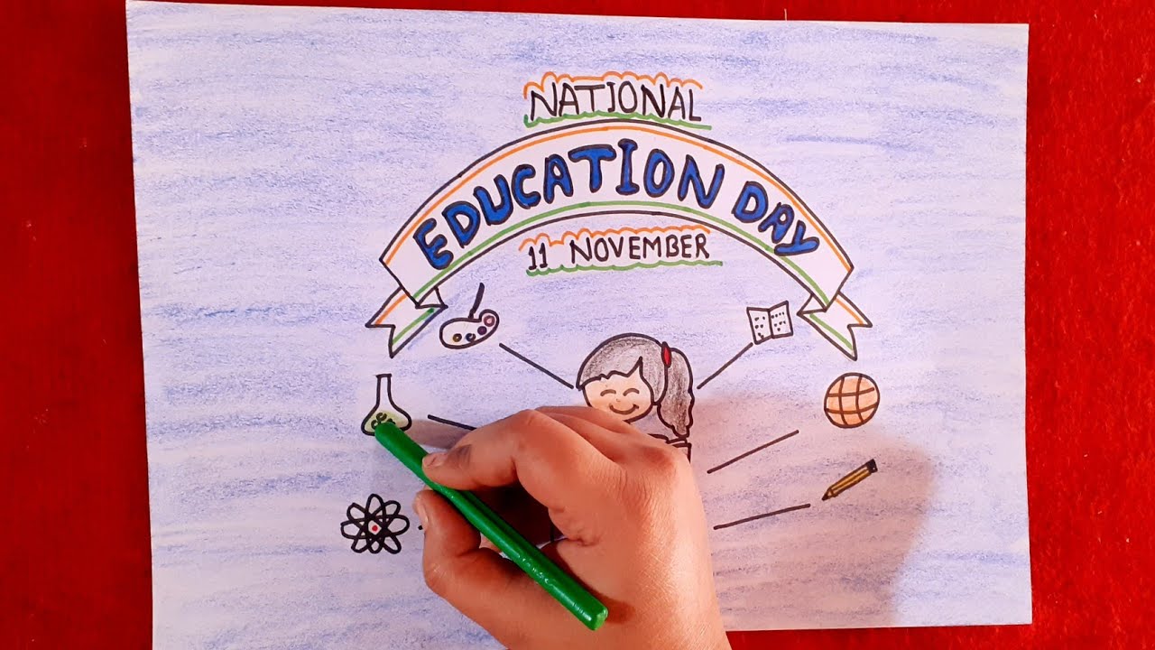 National Education Day Drawing | National Education Day Poster Drawing ...