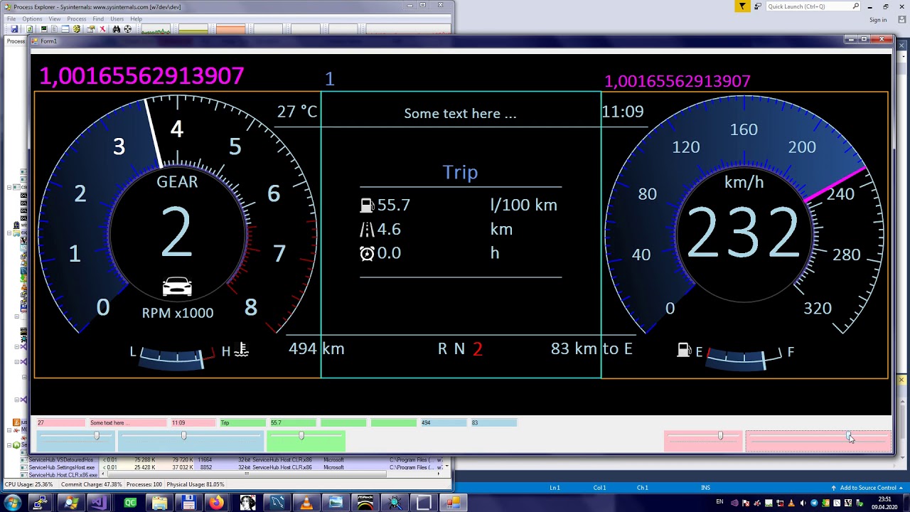 DEMO WINFORM AND WPF AGL 2 ROUND SPEED+RPM GAUGE - YouTube