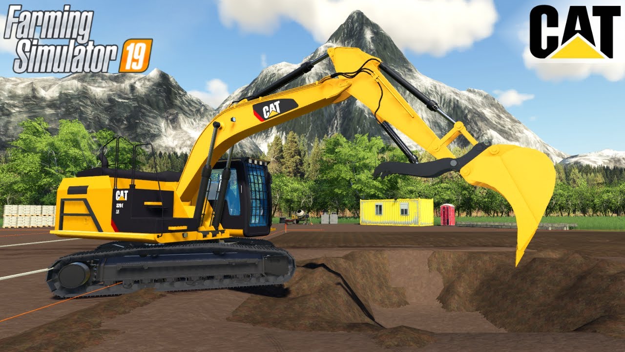 Farming Simulator 19 - CAT 329E LN Excavator Digging Dirt From A Hole ...