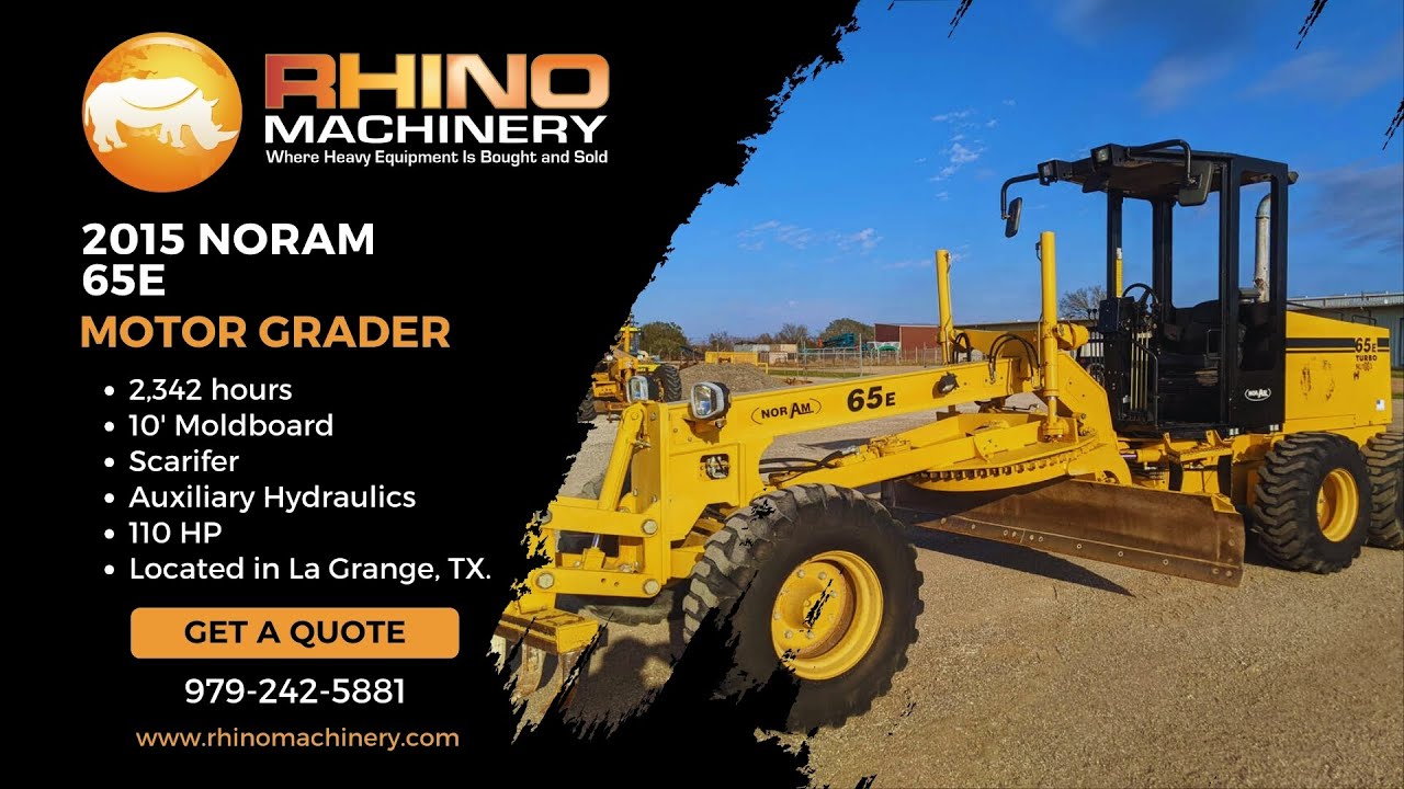 -SOLD- 2015 Noram 65E Motor Grader For Sale At Rhino Machinery - YouTube