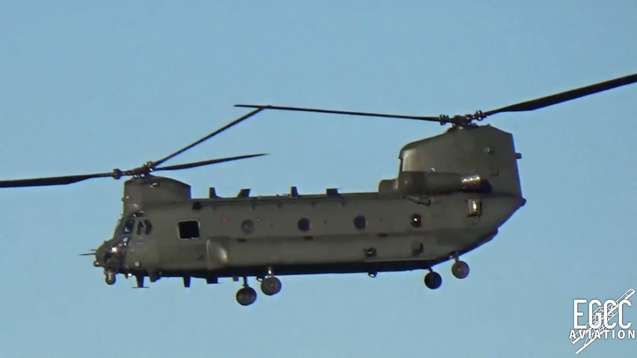 RAF x2 Chinook HC6 Take Off at Altcar Range - YouTube