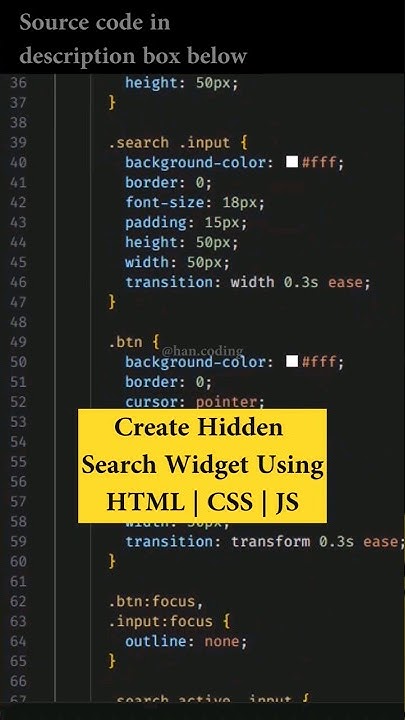 Create Hidden Search Widget Using HTML | CSS | JS - YouTube