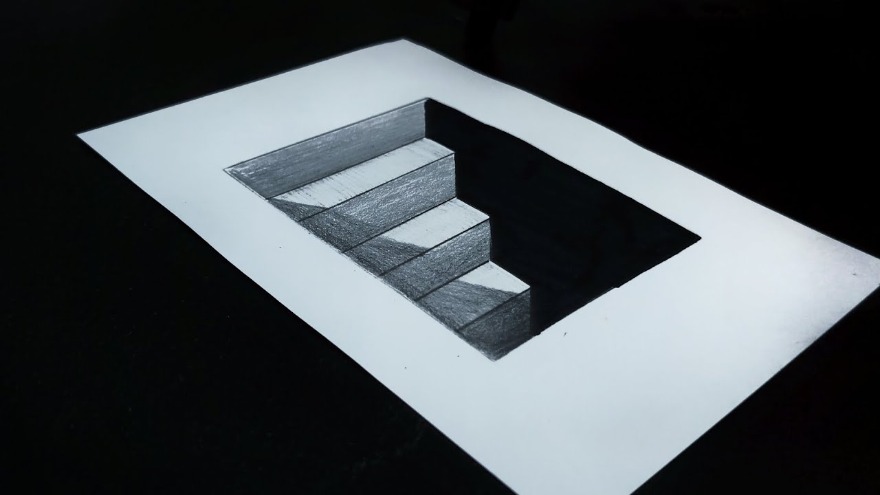 How to draw 3d step on paper for beginners. Unique art by SA. - YouTube